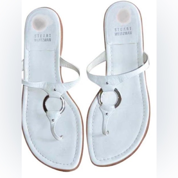 Stuart Weitzman | Shoes | Stuart Weitzman White Leather W Silver Oring ...